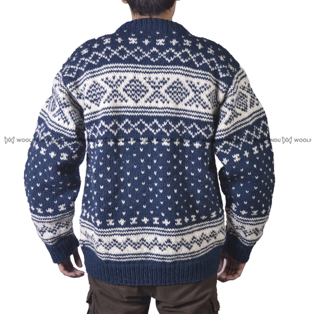 Navy White Christmas Sweater - Woolmandu