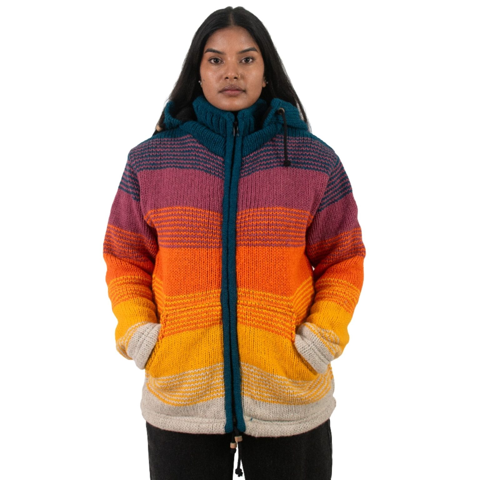 Wool Jacket For Men & Women - Unisex Multicolor Ombre Fleeced Lined ...