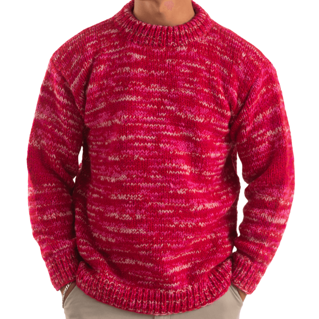 100% Wool Pullover Sweater For Men & Women - Red Unisex Crewneck Design ...