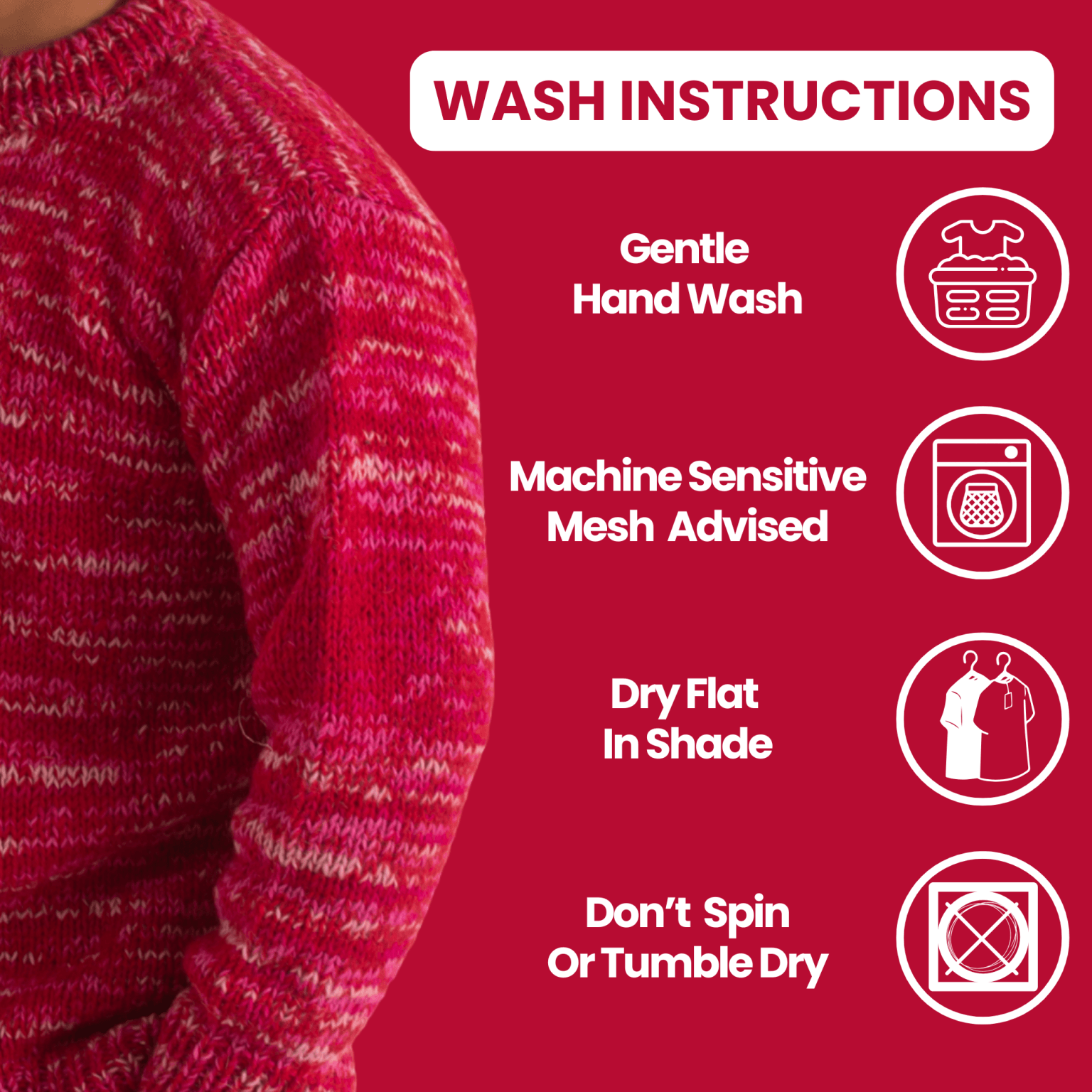100% Wool Pullover Sweater For Men & Women - Red Unisex Crewneck Design ...