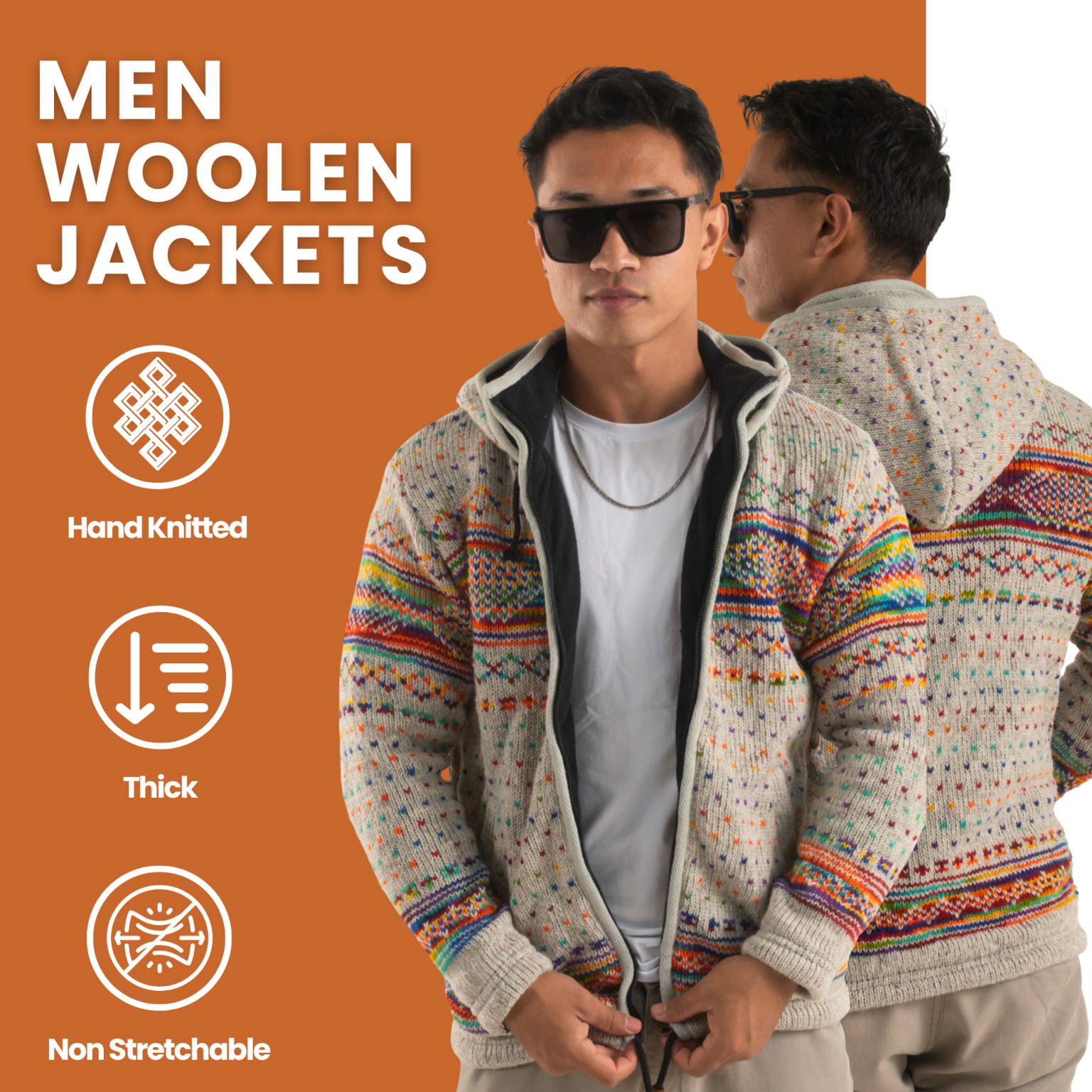 Grey Wool Jacket For Women & Men – Unisex Rainbow Fair Isle Fleece ...